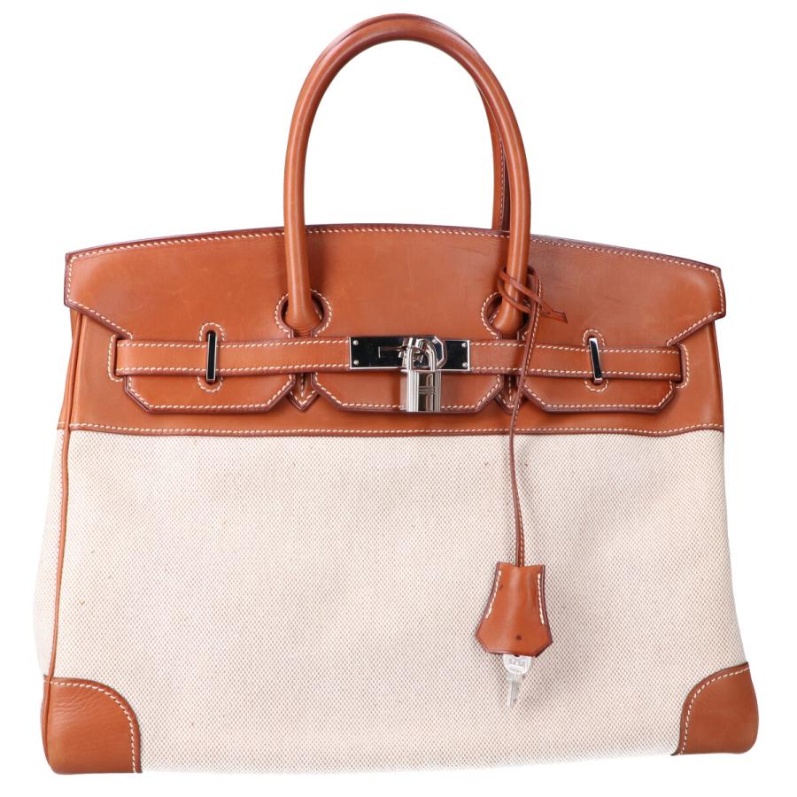 HERMES エルメス バーキン35 □E刻印 トワルアッシュ/バレニア SV金具