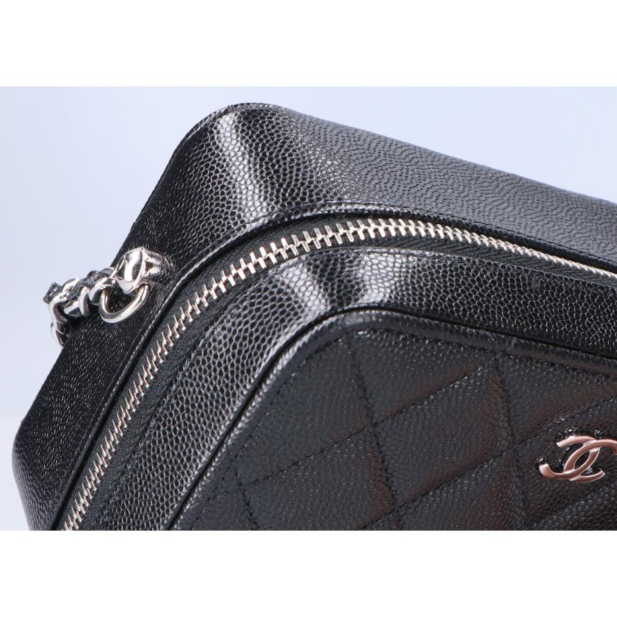 美品 CHANEL シャネル 31番台 AP2426 シルバー金具 キャビアスキン ミニチェーン マトラッセ カメラバッグ ショルダー ...