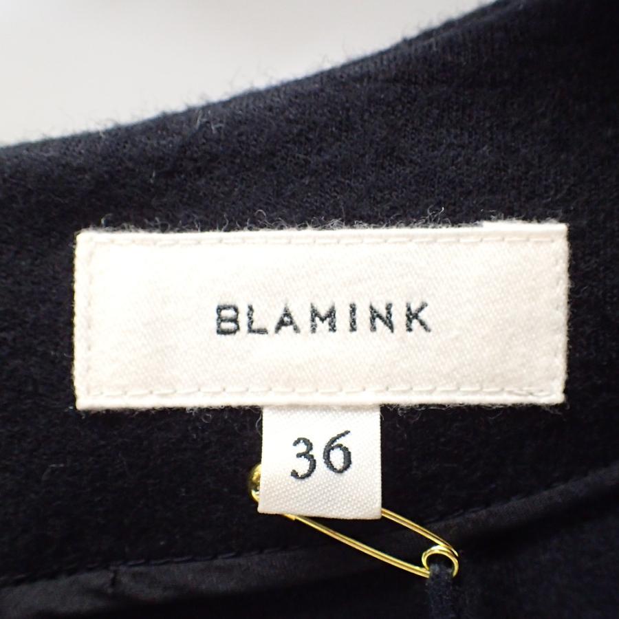 新品同様/定価10万4500円 BLAMINK ブラミンク 7926-299-0319-0940 ウール 深Vネック 半袖 ワンピース 36 ...