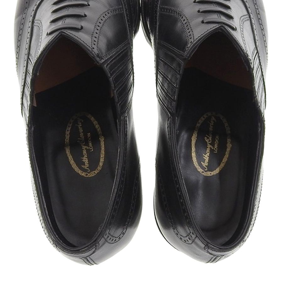 ANTHONY CLEVERLEY アンソニークレバリー チャーチル サイドエラスティック シューズ メンズ ブラック 8E : ブランド ...