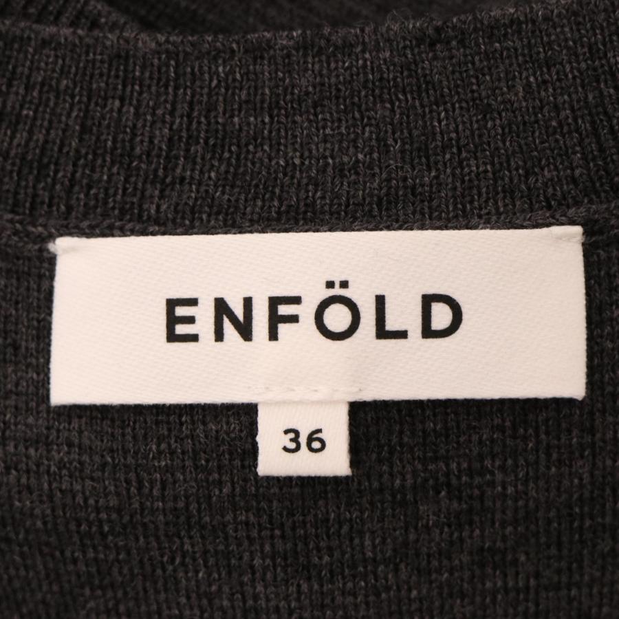 ENFOLD エンフォルド 22AW ブラック×チャコール×ブルー PEツイル ニットレイヤープリーツ ドレス チャコール／ブルー 36 ワンピース コットン レディース 中古 : ブランド ...