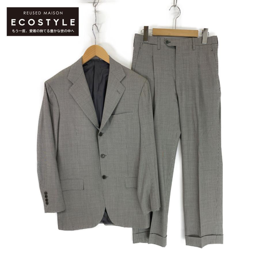 Kiton キートン グレー ウール ハウンドトゥース 段返り3つ釦 スーツ ブラック×ホワイト 46 メンズ 中古 : ブランドリユース ...