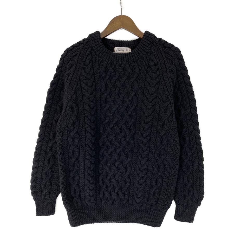 INVERALLAN インバーアラン 1A-07-261230 茶タグ ブラック ウール 1A 厚手ケーブルハンドニット ネイビー 38 ...