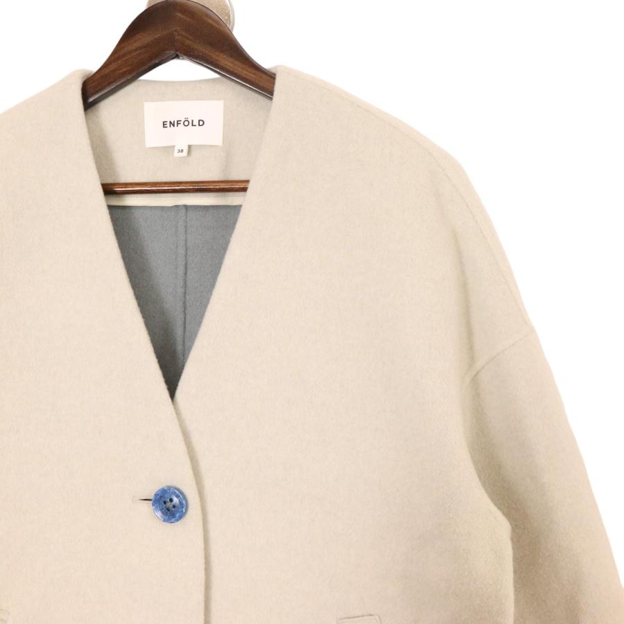 ENFOLD エンフォルド 21AW ライトグレー ウール×ナイロン リバーノーカラーコート 38 コート ウール レディース 中古 : ブランドリユースショップエコスタイル - 通販 ...