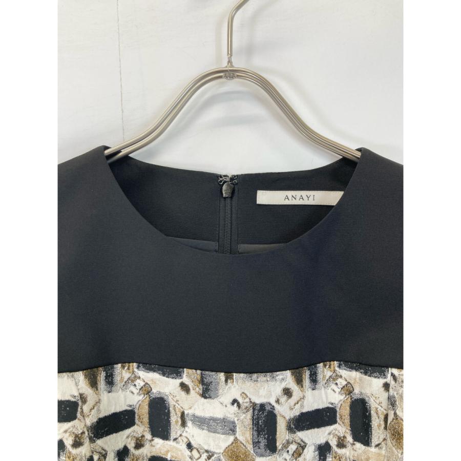 ANAYI アナイ 23年製 ブラックミックス オードトワレジャガードビスチェ風 ノーカラーワンピース ブラック 38 ワンピース ポリエステル レディース 中古 ...