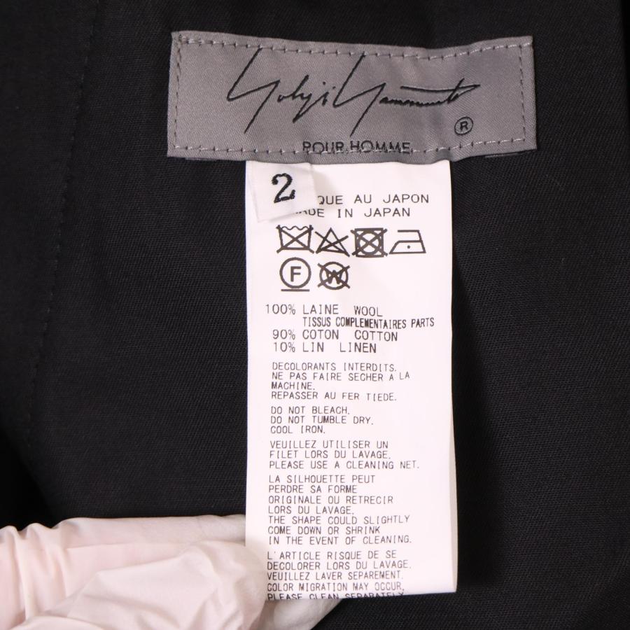 Yohji Yamamoto POUR HOMME ヨウジヤマモトプールオム 23SS HZ-P32-100 ブラック ウール タックフラップパンツ ブラック 2 ボトムス ウール メンズ ...