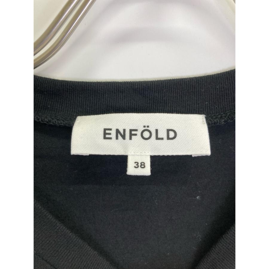 ENFOLD 美品/24SS エンフォルド 300HS580-2290 DECORATIVE WAVE T-SHIRT デコラティブウェーブ Tシャツ 38 ブラック レディース : ブランド ...