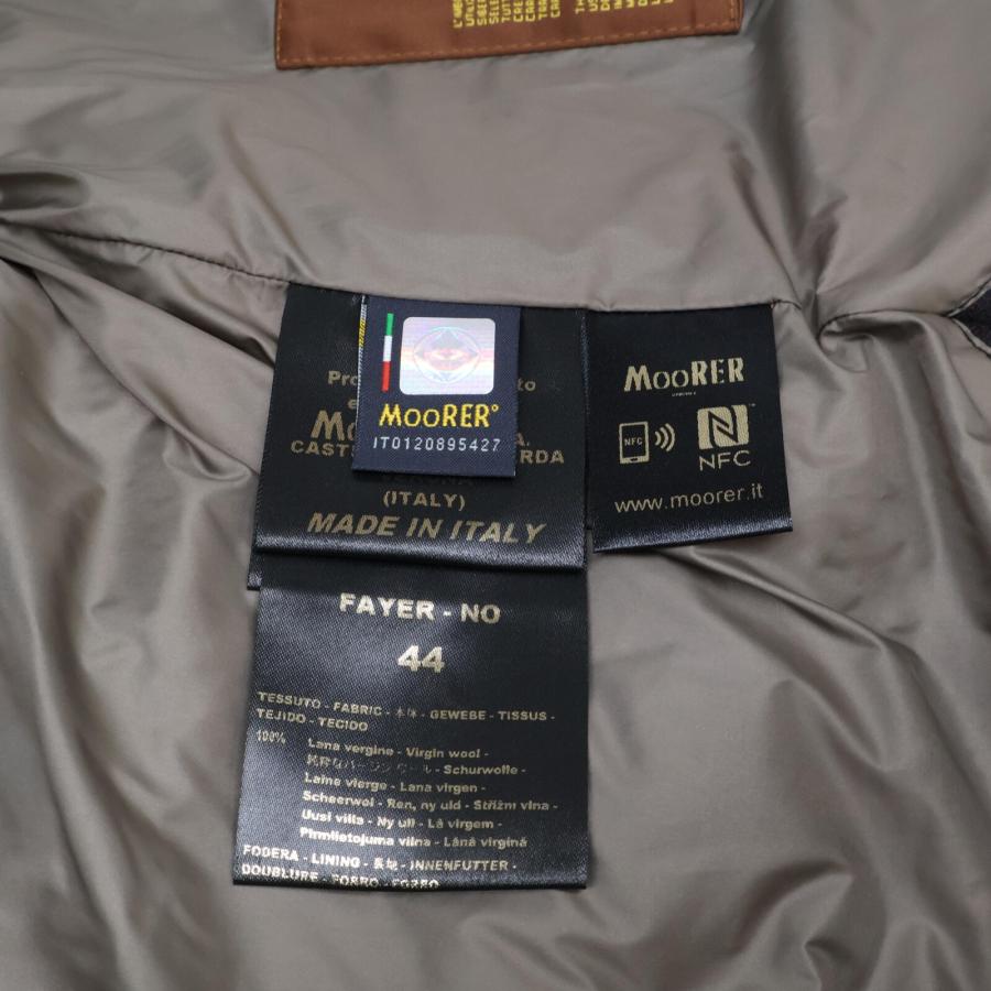 美品/国内正規 MOORER ムーレー FAYER-NO カシミヤ混ウール フード付ダウン ベスト 44 ダークパープル メンズ ...