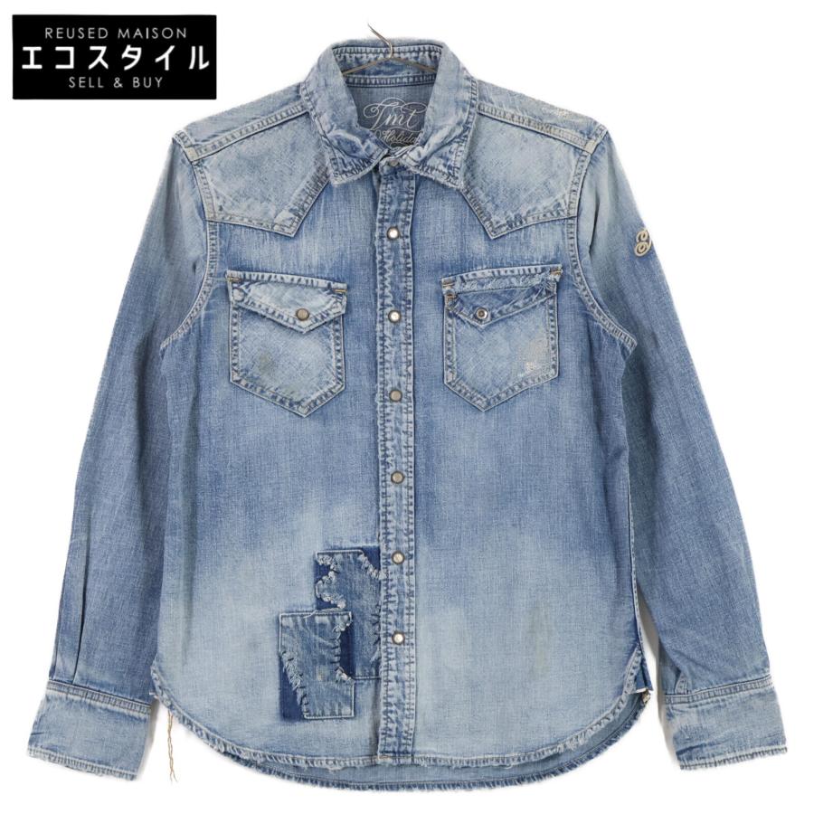 TMT ティーエムティー TSH-S1304 CRUSH DENIM-SHIRT クラッシュデニムシャツ/ トップス S ブルー メンズ : ブランドリユースショップエコスタイル - 通販 ...