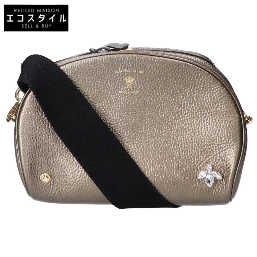 新品同様 A.D.M.J. Accessoires De Mademoiselle ADMJ THE BEE シュリンクレザー ショルダーバッグ ブラウンゴールド系 レディース : ブランド ...