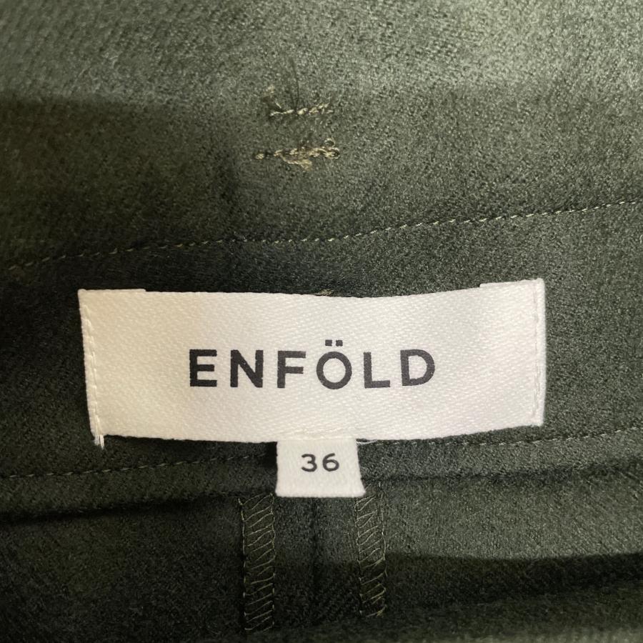 ENFOLD エンフォルド ダークグリーン ウールサキソニーハイウエストワイドパンツ カーキ 36 ボトムス ウール レディース 中古 : ブランドリユースショップエコスタイル - 通販 ...