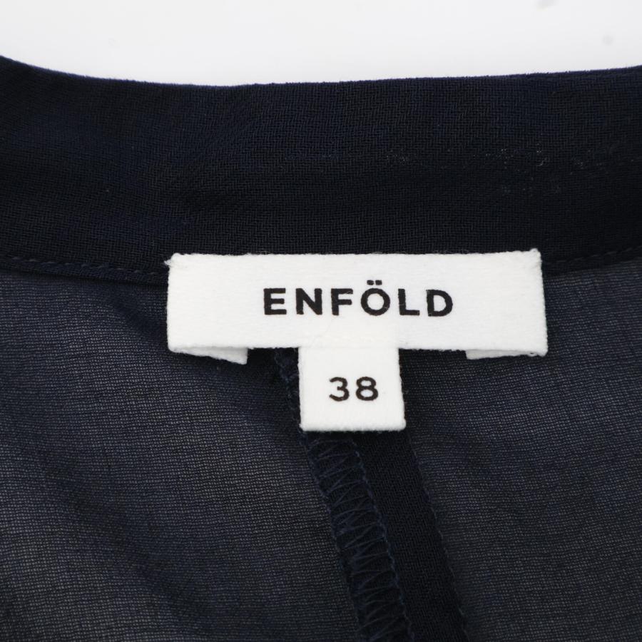 ENFOLD エンフォルド 300DA330-0930 ネイビー コットン ビッグシルエットシアーチャイナシャツ 38 トップス レディース 中古 : ブランドリユースショップエコスタイル ...