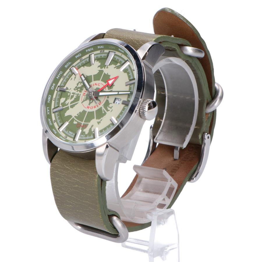 HUNTING WORLD ハンティングワールド HW-027 GMT デイト クオーツ 腕時計 シルバー/カーキ メンズ : ブランド ...