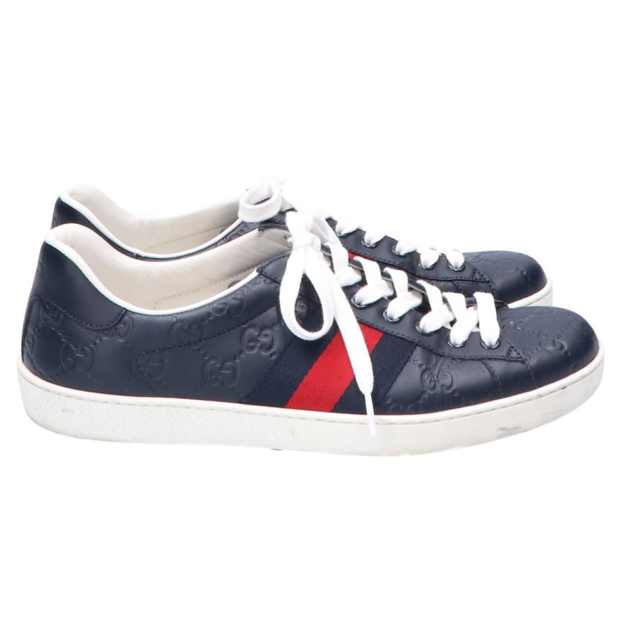 GUCCI グッチ 386750 ACE エース GGエンボス シグネチャー スニーカー シューズ 7G ネイビー メンズ : ブランド ...