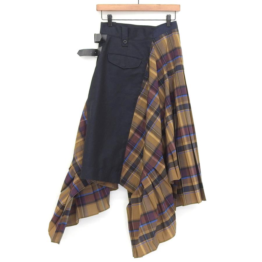 sacai サカイ チェック切替ドッキング プリーツラップスカート sacai サカイ チェック切替ドッキング プリーツラップスカート