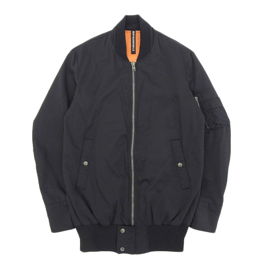 美品 RIPVANWINKLE リップヴァンウィンクル LONG MA-1 JACKET ナイロン リブ ブルゾン ジャケット メンズ ブラック 3 20SS RW-223 : ...