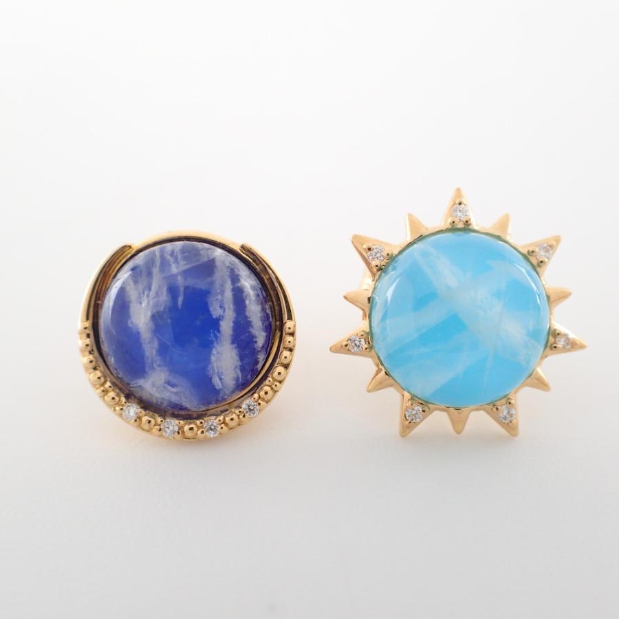美品 STAR JEWELRY 2ZP1539 K18 MOON&SUN P ターコイズ 美品 STAR JEWELRY 2ZP1539 K18 MOON&SUN P ターコイズ