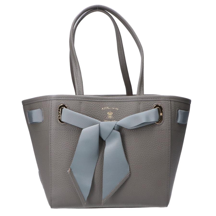 新品同様 A.D.M.J. Accessoires De Mademoiselle ADMJ シュリンクレザー グログランリボン コンクルージョン トートバッグ グレー : ブランドリユース ...