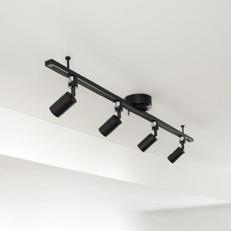 【RAIL-spotlight LED電球付属】シーリングライト 4灯 ダクトレール スポットライト 口金E11 LED 電球色 昼白色 照明器具 1.3M レールライト 天井照明 リビング ...