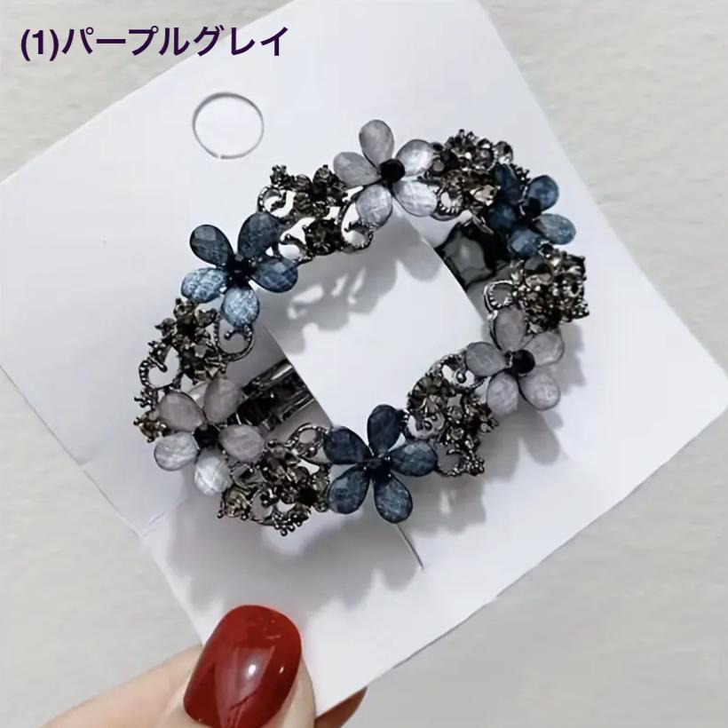 ヴィンテージブルーバレッタ 1個 女性 おしゃれ 女の子のためのエレガントな花の形のヴィンテージバレッタ ヘアクリップ ポニーテール 三つ編み : WinnowTokyo - 通販 ...