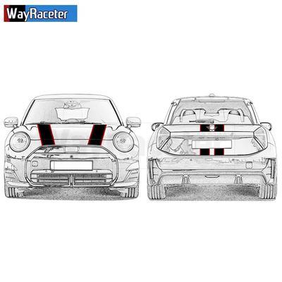 ミニクーパー 2024 F65 F66 F67 JCW ハッチ アクセサリー ボネットストライプ フードバンド トランクグラフィック 2枚組 ビニールデカール : code ...