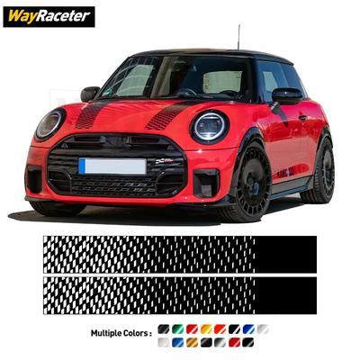 ミニ カントリーマン U25 2024/クーパーSE J01 F65 F66 F67 JCW 2025用ボンネットストライプバンドフードステッカー装飾デカール 2個組 : code ...