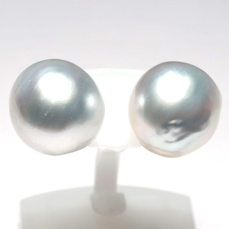 ピアス 白蝶真珠 約14.0mm×14.4mm バロック形 スタッド直結ピアス チタン製ピアス ビックサイズで存在感大 : パールワイゼム ...