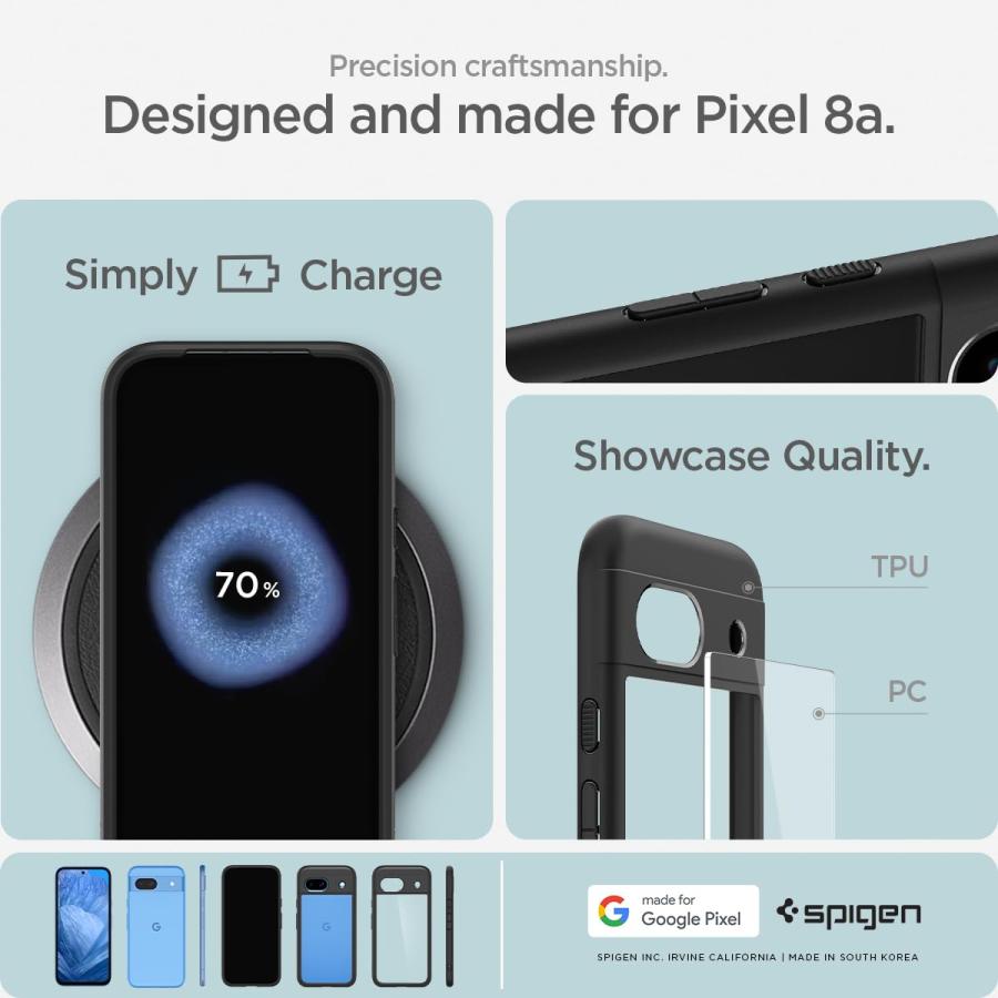 Spigen Google Pixel 8a ケース クリア ワイヤレス充電対応 ストラップホール付き 黄ばみ無し ACS07262 マット・ブラック : WHITE LABEL ONLINE ...