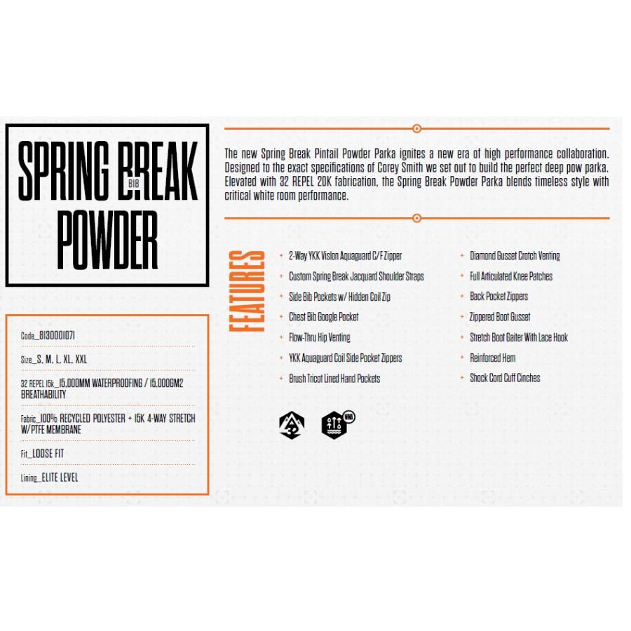 22-23 ThirtyTwo ウェア SPRING BREAK POWDER BIB - GRAVEL - 国内正規品 スノーボード ビブ ...