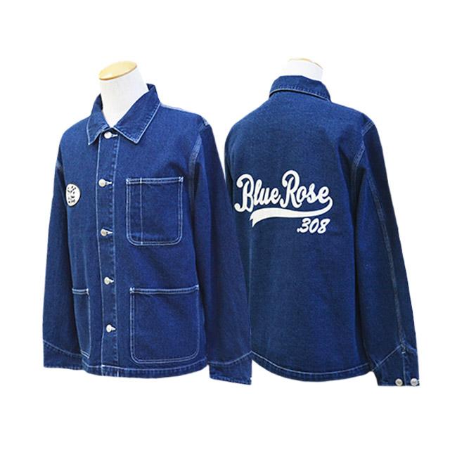 【BLUE ROSE.308/ブルーローズ.308】「Denim Coverall Jacket”Cursive Logo”/デニムカバー ...