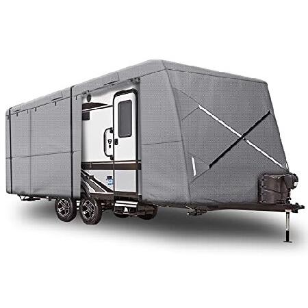 XGear アウトドア トラベル トレーラー RV カバー 30フィート - 33フィート おもちゃの運搬 3層屋根付き 天候保護 グレー ...