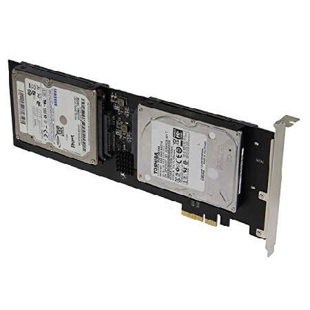 Sedna - PCIe 4X Quad 2.5インチ SATA SSD RAIDコントローラーカード (RAID 0/1/10) Marvell HyperDuoテクノロジー (内蔵電源回路 ...