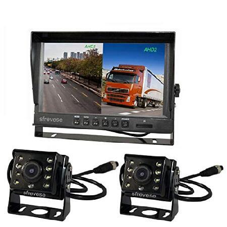 9" 4Pin IPS HD SD DVR Recording 2CH Split Car Rear View Monitor + 2X ...