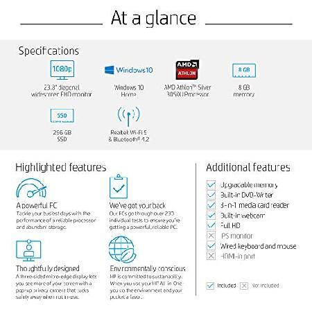 HP 24-inch All-in-One Desktop Computer, AMD Athlon Silver 3050U ...