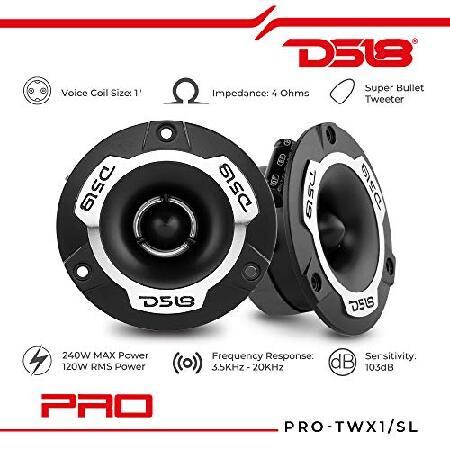 DS18 PRO-TWX1 Super Tweeter in Silver - 1", Aluminum Frame and Diaphragm, 240W Max, 4 Ohms ...