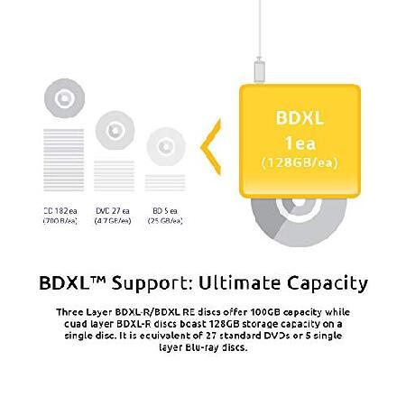 LG BP60NB10 Portable 6X Ultra HD 4K Blu-ray Burner External Drive with ...