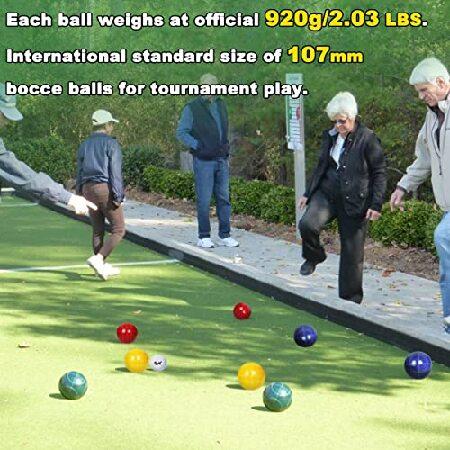 VSSAL 107mm 公式ボッチェボールセット 規定サイズと重量 920g/2ポンド プロのトーナメント競技 裏庭 芝生 ビーチゲーム ボール8個付き パリーノ キャリーバッグ ...