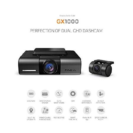 FineVu GX1000 Dashboard Camera Front 2K QHD + Rear QHD, Built-in WiFi ...