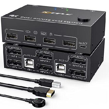 KVM Switch Dual Monitor DisplayPort 1.4 8K@30H 4K@144Hz 2 in 2 Out,DP1 ...
