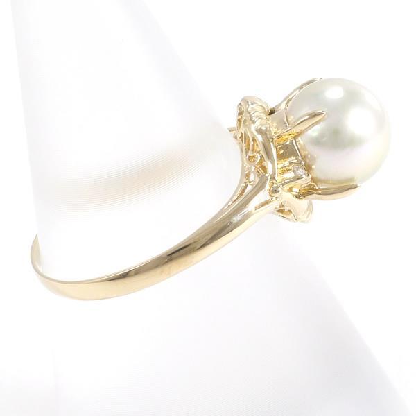 リング K14 14金 YG イエローゴールド 指輪 10.5号 パール 約7.5mm ダイヤ 総重量約2.3g : ワンダープライス Yahoo!店 - 通販 - Yahoo!ショッピング