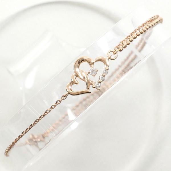 4℃ ブレスレット K10PG ダイヤ 総重量約1.2g 約17.5cm : ワンダープライス Yahoo!店 - 通販 - Yahoo!ショッピング