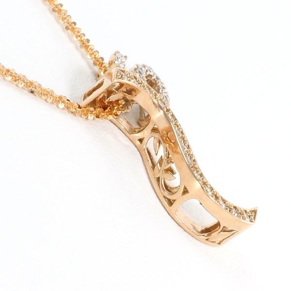 ネックレス K18 18金 PG ピンクゴールド ダイヤ 0.10 0.09 カード鑑別書 総重量約5.1g 約45cm : ワンダープライス Yahoo!店 - 通販 - Yahoo!ショッピング