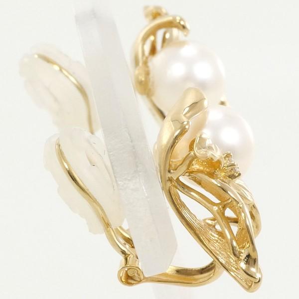 イヤリング K18 18金 YG イエローゴールド パール(真珠) ダイヤ 0.01 ×2 総重量約4.4g : ワンダープライス Yahoo!店 - 通販 - Yahoo!ショッピング