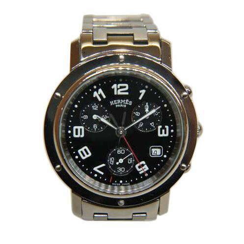 HERMES エルメス/クリッパークロノグラフ/SS/黒文字盤/CL1.910/242****/ABランク/92【中古】 : ワンダーレックスヤフー店 - 通販 - Yahoo!ショッピング