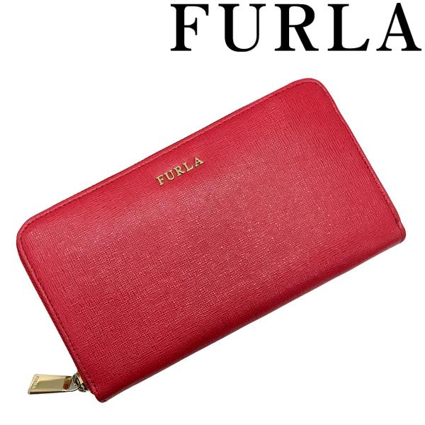 FURLA 【中古】【ほぼ新品】FURLA 財布 ブランド フルラ レザー ジップアラウンド ルビー R-FU-W-0033-08 ...