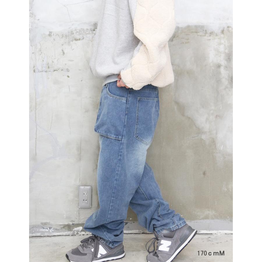 ベルト付きデニム メンズ アシンメトリーデニム メンズファッション ビッグポケット ジーンズ 綿 コットン 春服 夏服 秋服 冬服 セミワ ...