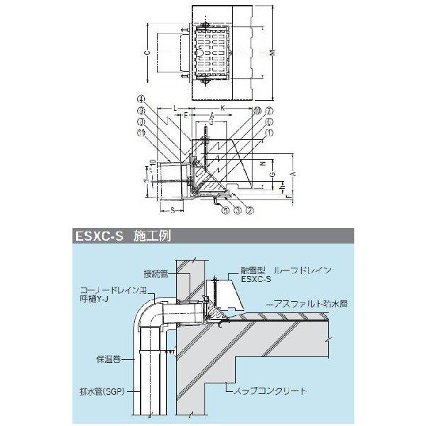 カネソウ ルーフドレン ステンレス鋳鋼製 よこ引き用 打込型 融雪型 ESXC-S 75(L寸法201〜) : ワークパーツ - 通販 ...