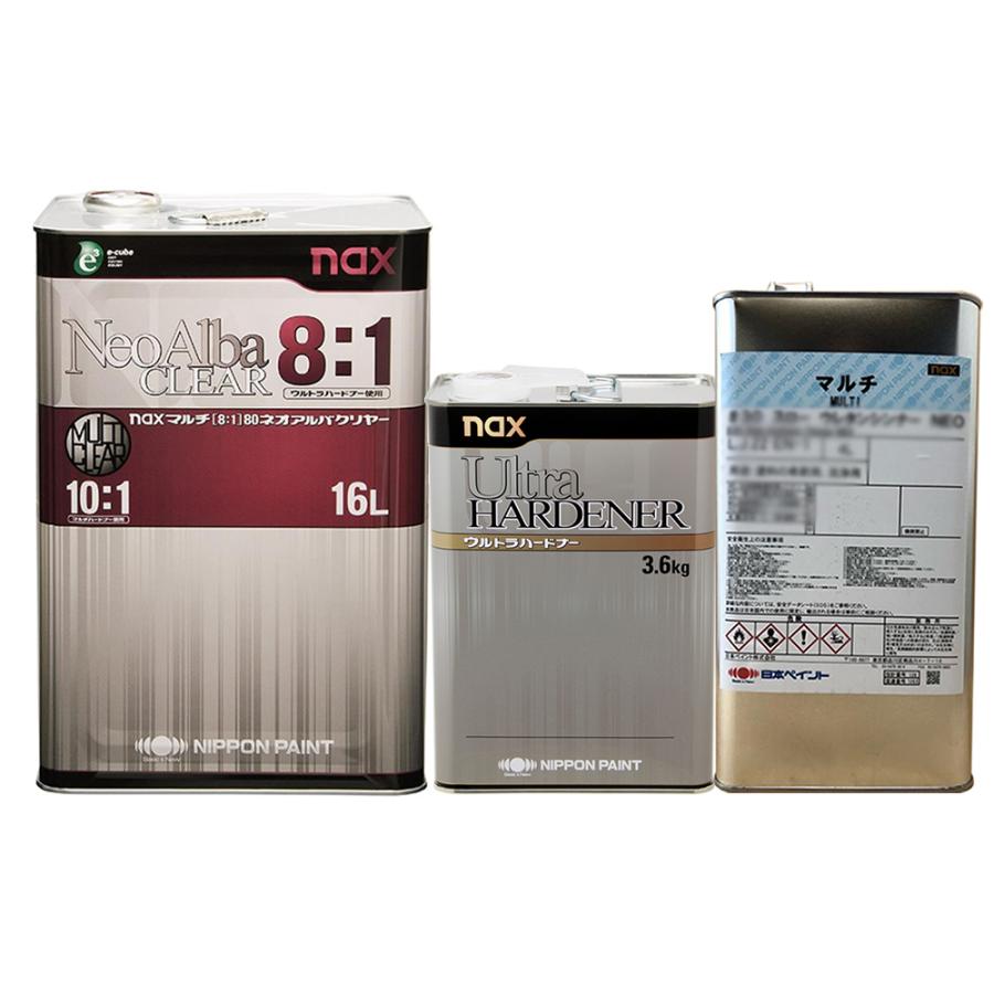 日本ペイント 3007914 naxマルチ (8:1)80 ネオアルバクリヤー 4L×1缶 + 硬化剤 シンナー (各1本 セット) 取寄 : ネットペイント Yahoo!店 - 通販 ...