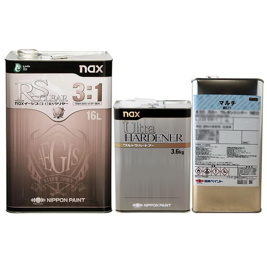 日本ペイント 3004978 naxイージス (3:1) RSクリヤー 16L + 硬化剤 3.6kg シンナー 4L (各1本 セット) 即日発送 : ネットペイント Yahoo!店 ...