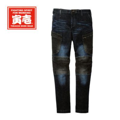寅壱 作業服 8840-219 デニム カーゴパンツ S - LL ストレッチ スリム 高強度 反射 ニーパッド : ワークショップタマイ - 通販 - Yahoo!ショッピング